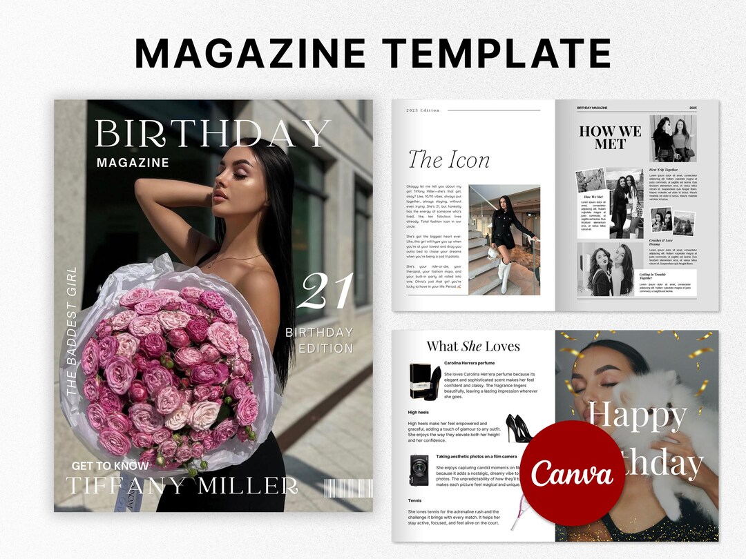 Personalized Birthday Magazine Template, Canva Editable Birthday ...