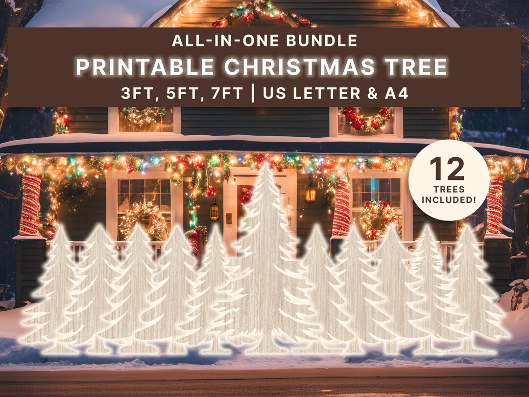 DIY Christmas Tree Template, 3ft 5ft 7ft Tree Bundle, Printable Jigsaw ...