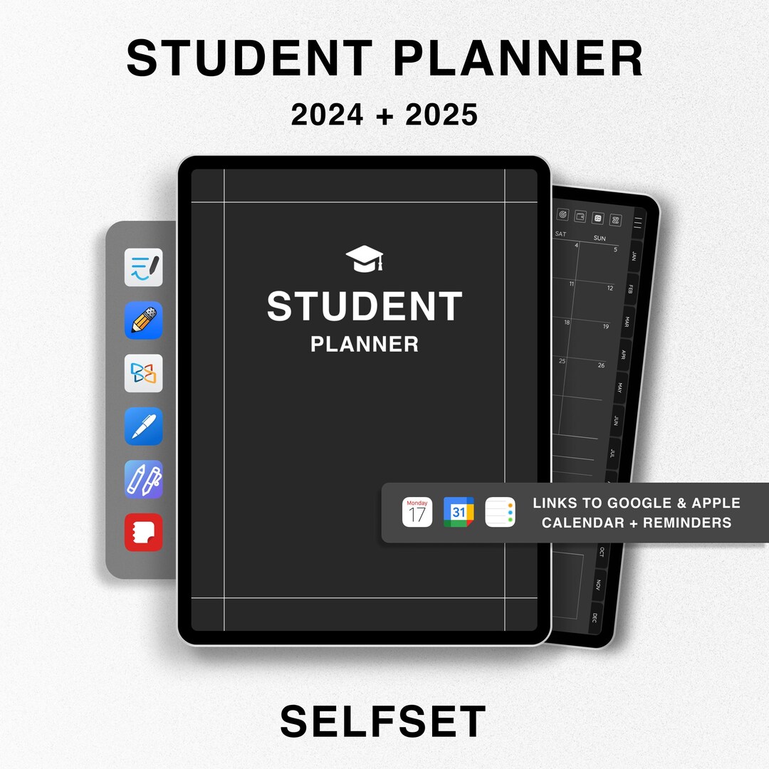 2024 2025 Student Planner Dark Mode, iPad Planner, Digital Goodnotes ...