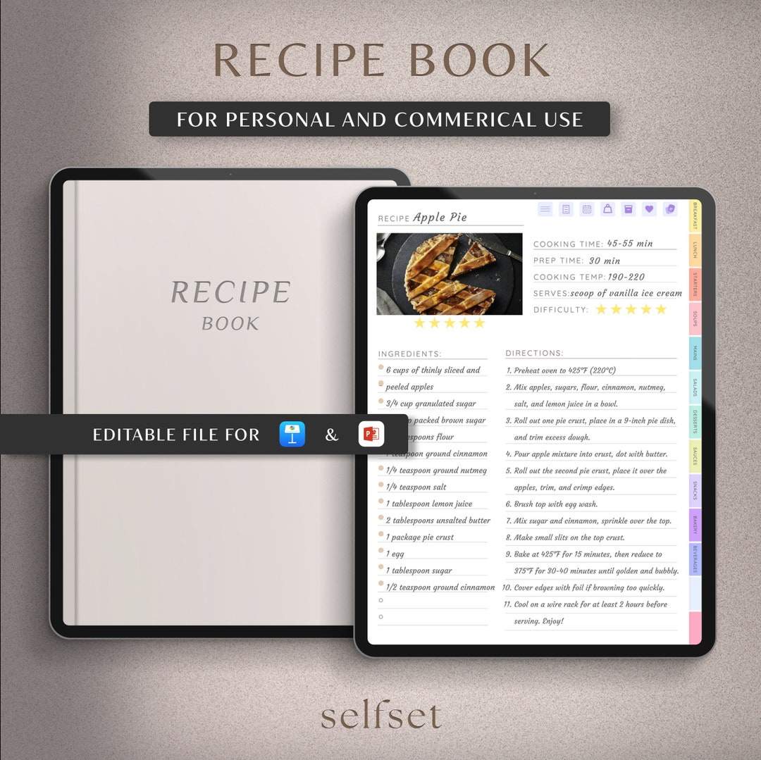 PLR Digital Recipe Book, Editable Recipe Journal, Goodnotes Recipe ...