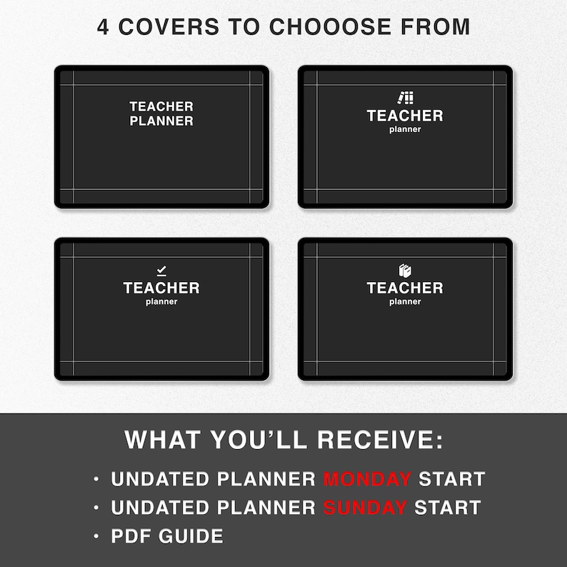 Undated Digital Teacher Planner, Undated Dark Lesson Planner, Academic ...