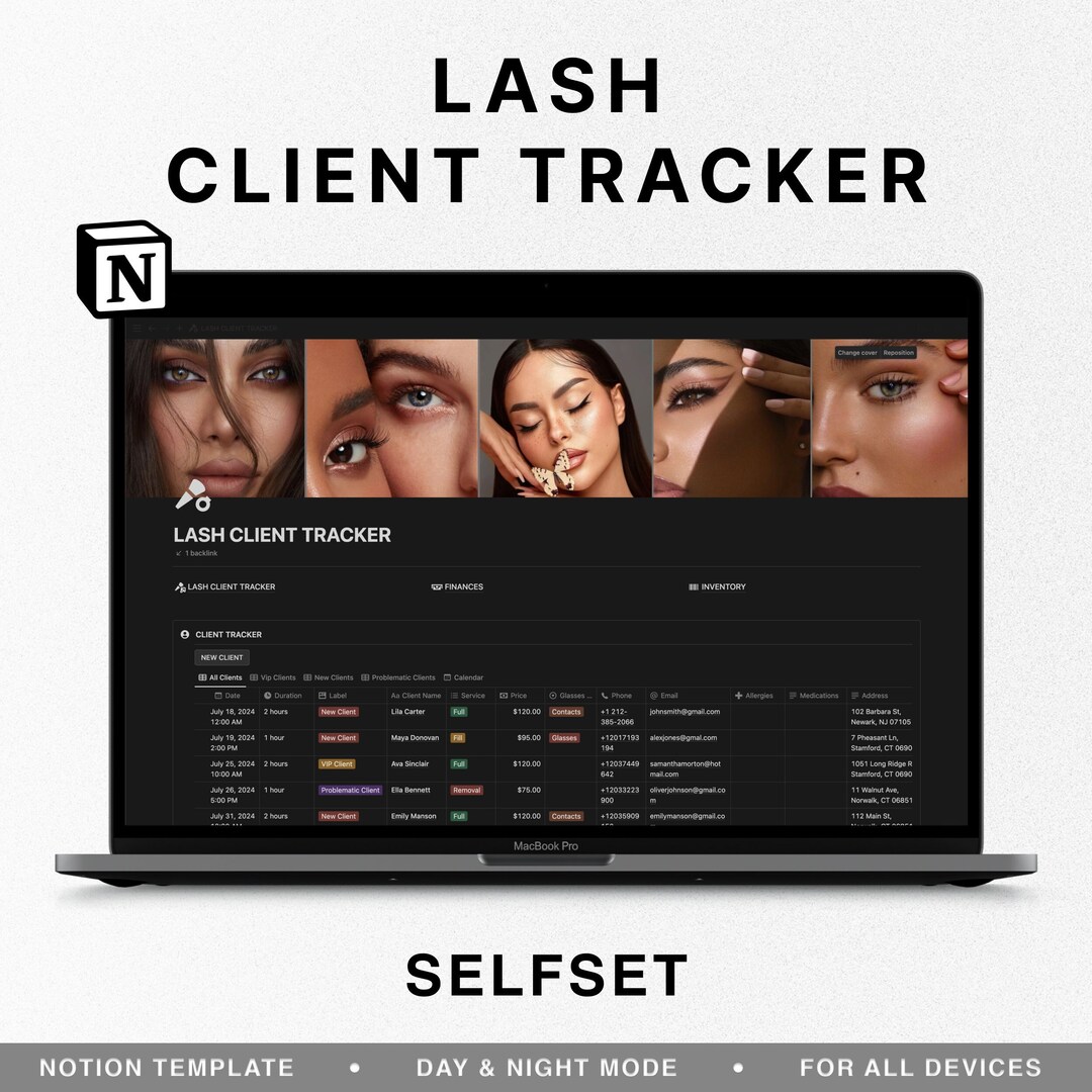 Lash Client Tracker | Notion Template | Lash Client Record Book | Client Planner for Notion ...