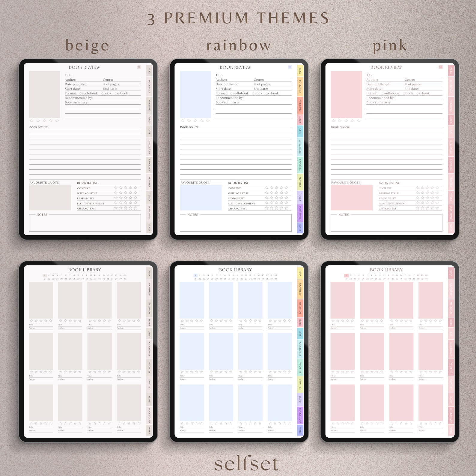 Digital Reading Journal, Book Review & Library Tracker for Goodnotes ...