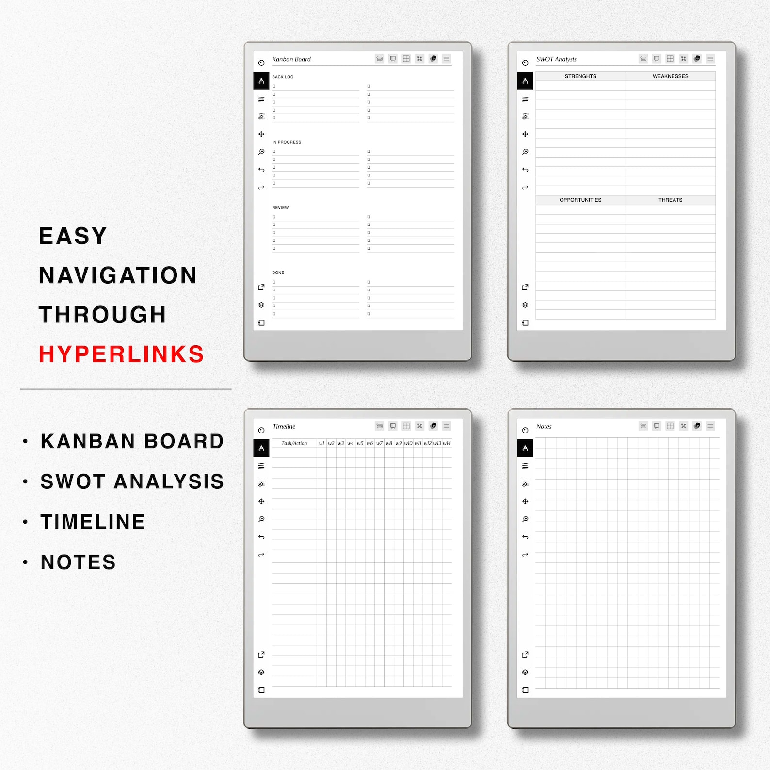 Project Planner for Remarkable Paper Pro, Templates for Remarkable Pro ...