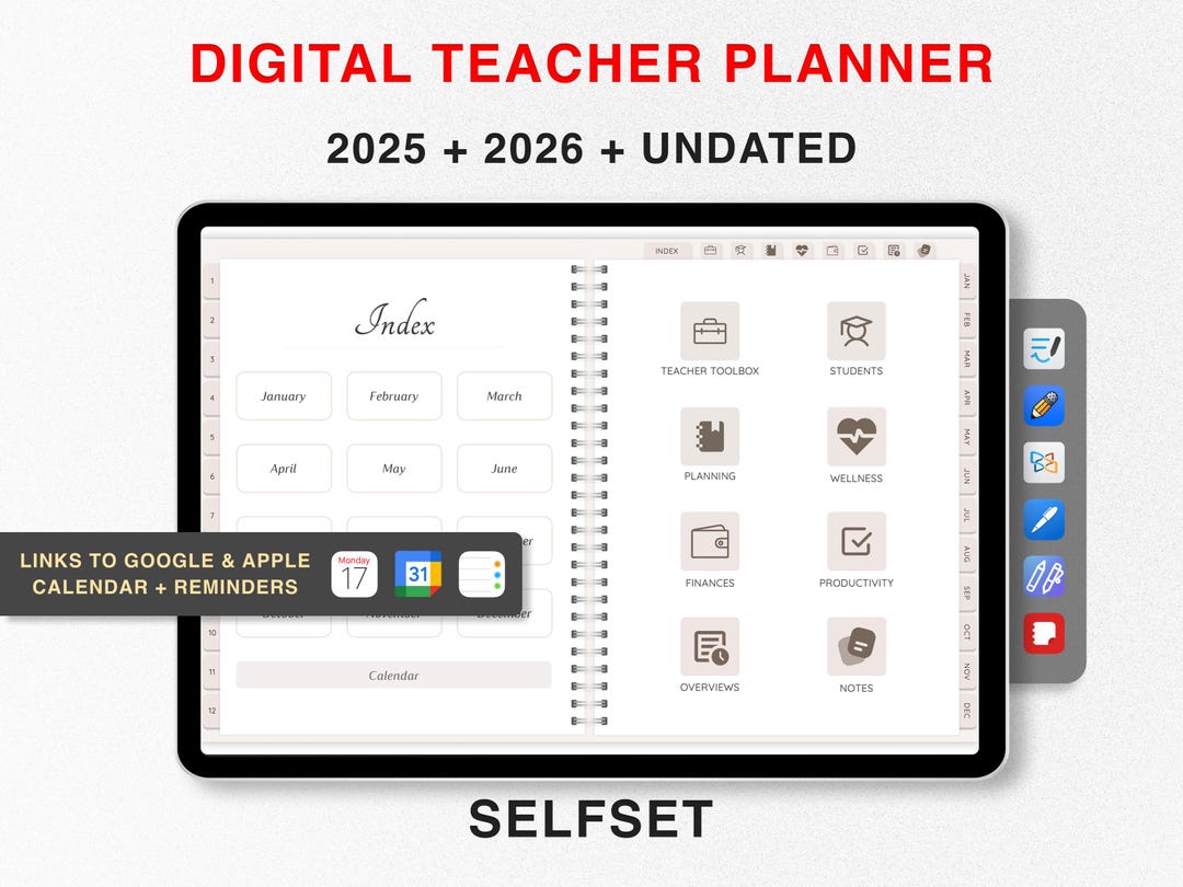 2025 + 2026 Digital Teacher Planner + Undated Lesson Planner, Academic ...