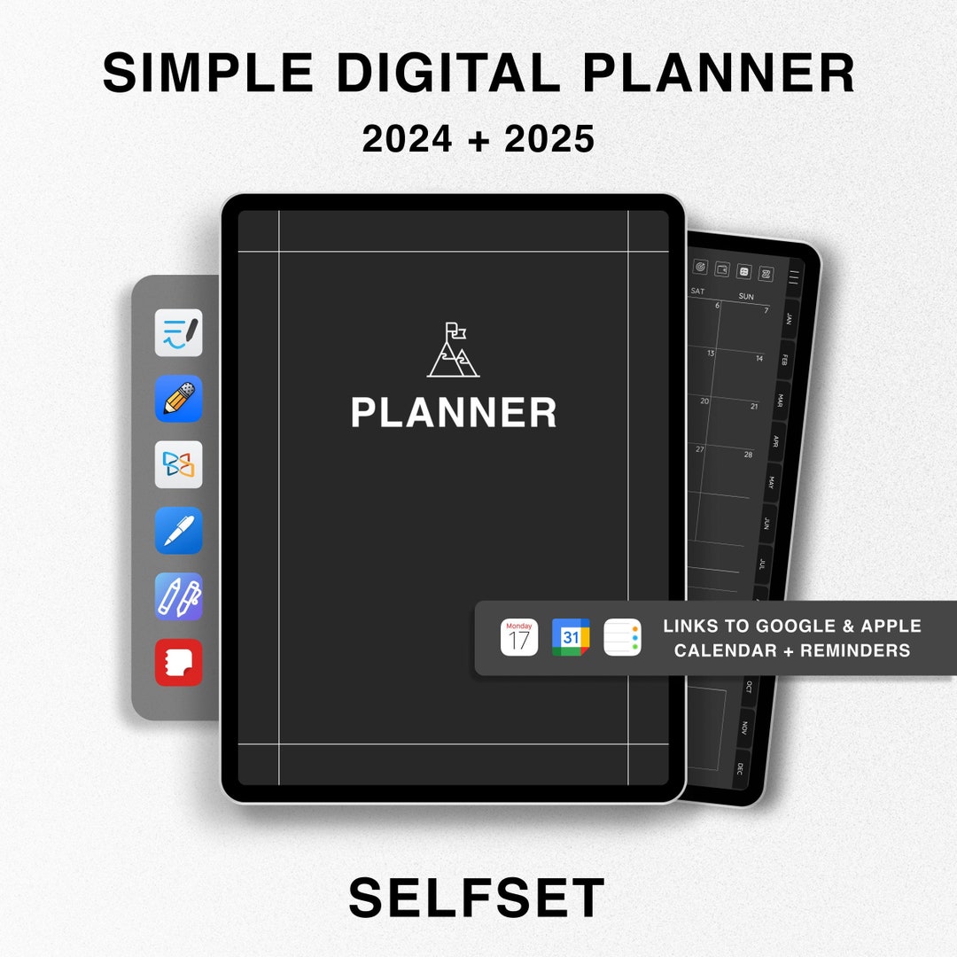 2024 2025 Simple Digital Planner Goodnotes Planner Dark Mode Planner ...