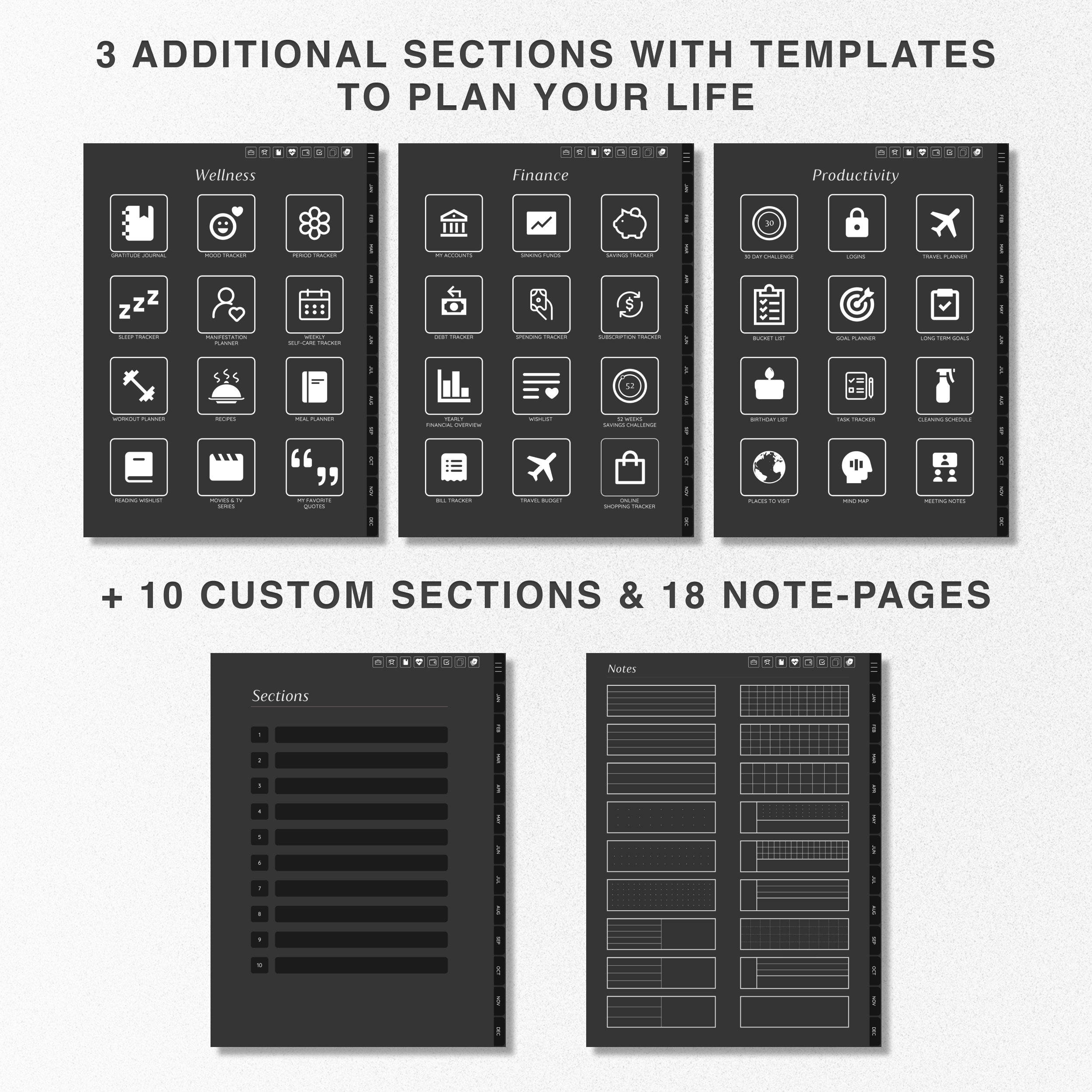 Undated Digital Teacher Planner, Dark Mode Lesson Planner, Academic ...