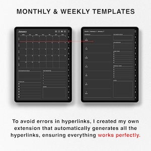 2024 2025 Simple Digital Planner Goodnotes Planner Dark Mode Planner ...