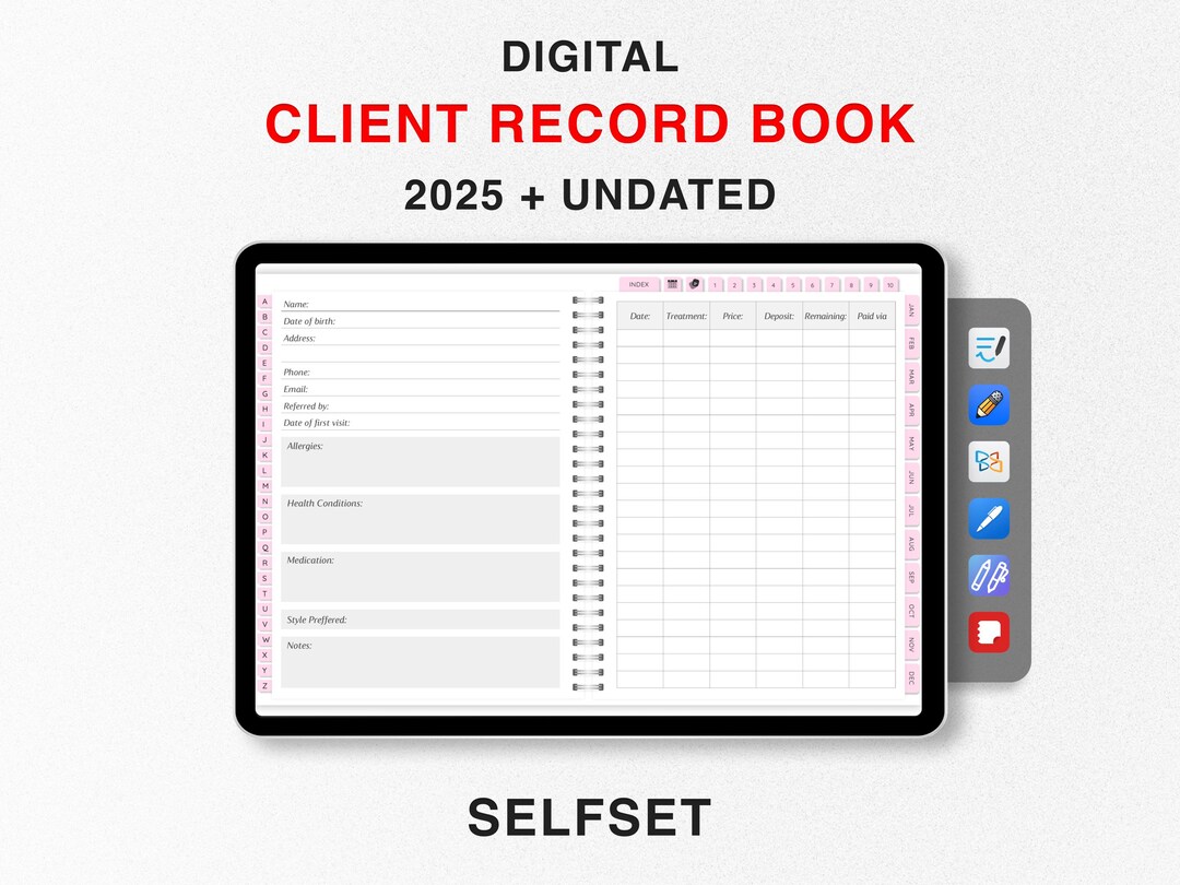 Digital Client Record Book 2025 for Goodnotes, 2025 + Undated Client ...