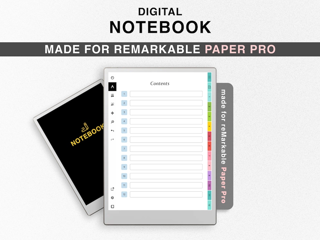 Notebook for Remarkable Paper Pro, 65+ Page Templates, Color Notebook ...