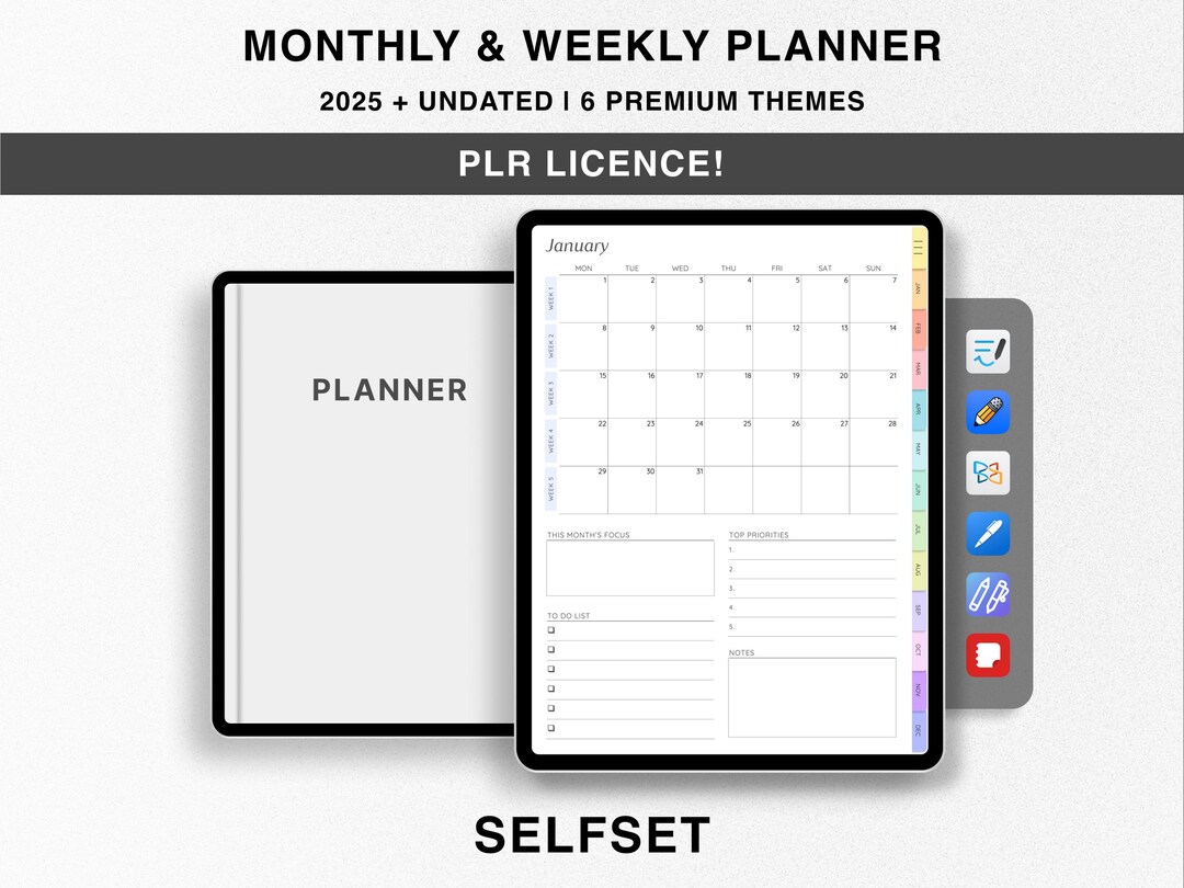 PLR Simple Digital Planner, 2025 Planner, Undated Planner, Goodnotes ...