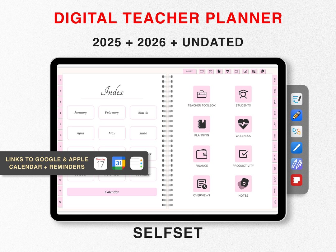 2025 + 2026 Digital Teacher Planner + Undated Lesson Planner, Academic ...
