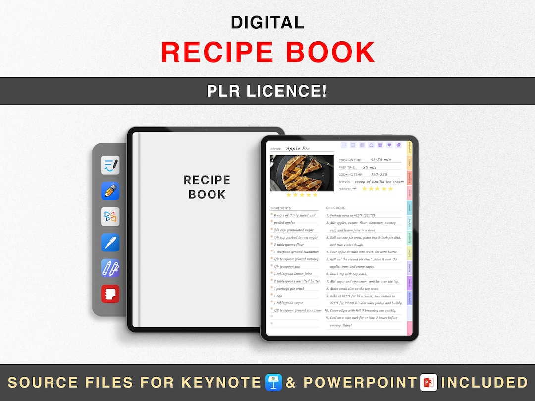 PLR Digital Recipe Book, Editable Recipe Journal, Goodnotes Recipe ...
