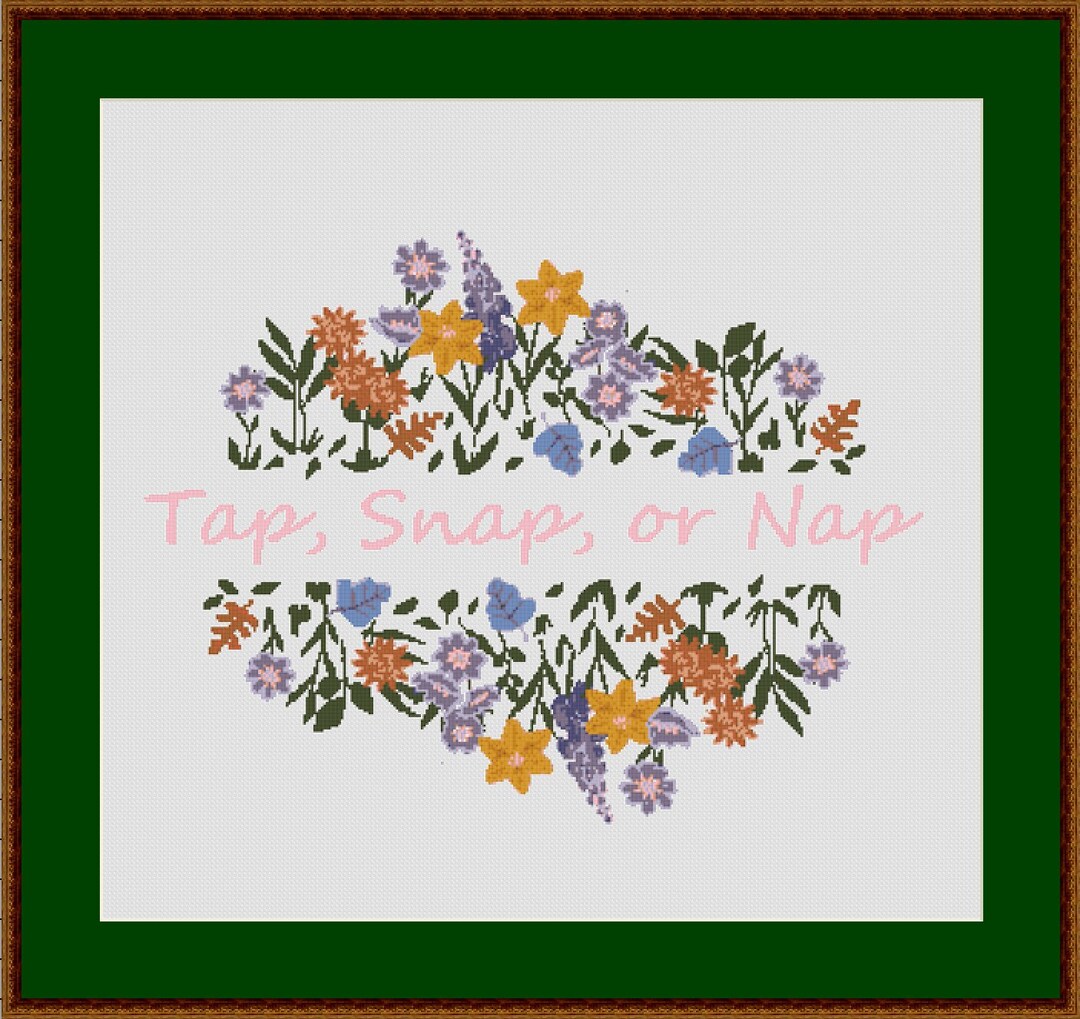 BJJ/ Jiu-jitsu - Tap, Snap, or Nap Floral Cross Stitch Pattern (PDF ...