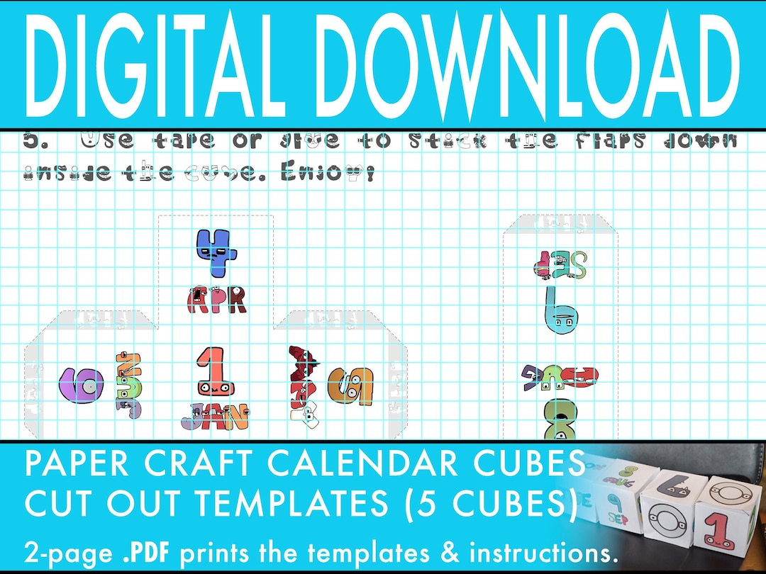 Alphabet Lore Calendar Cube Cutout Papercraft Templates, 2 Pages, 5 ...