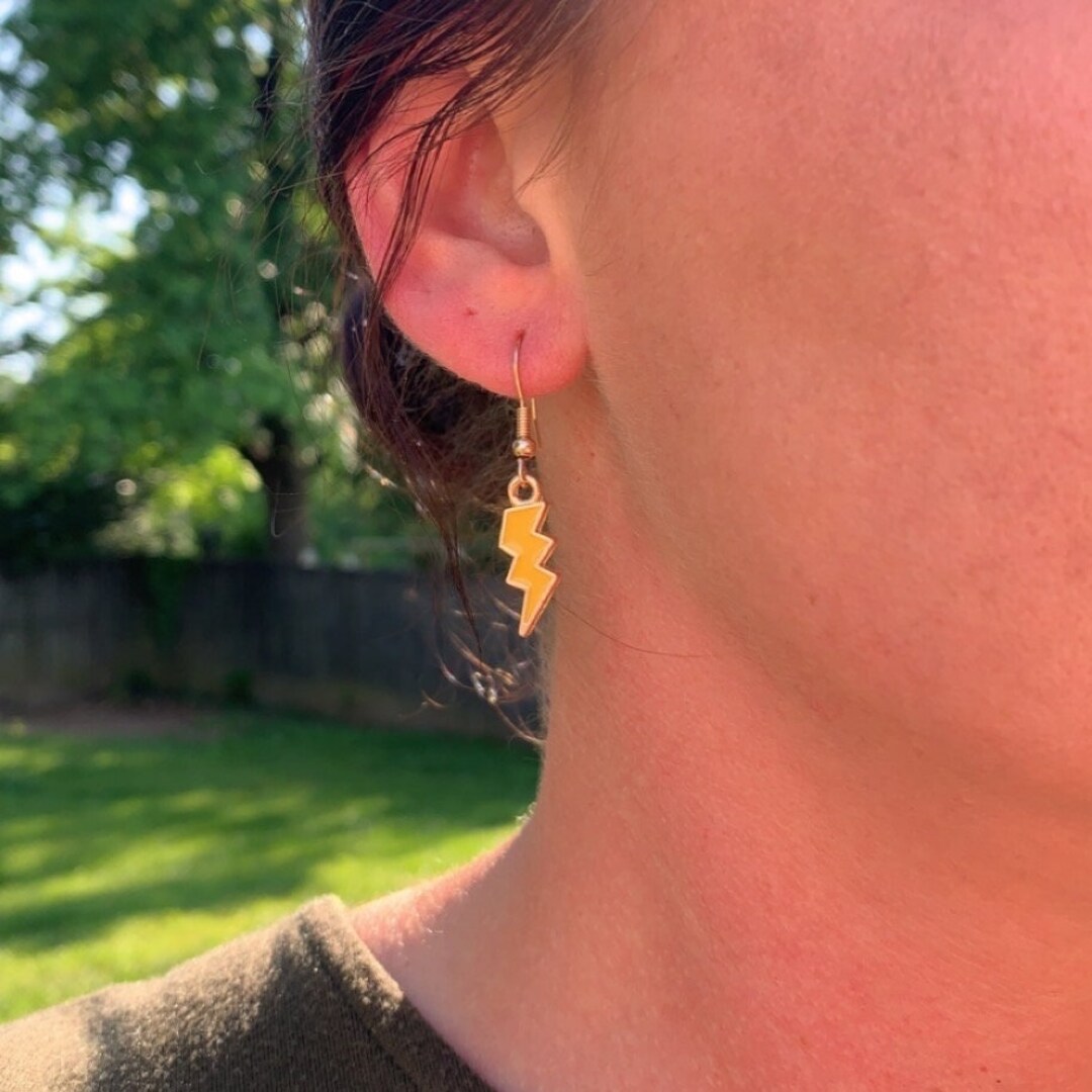 Yellow Electric Bolt Handmade Preppy Earrings - Etsy