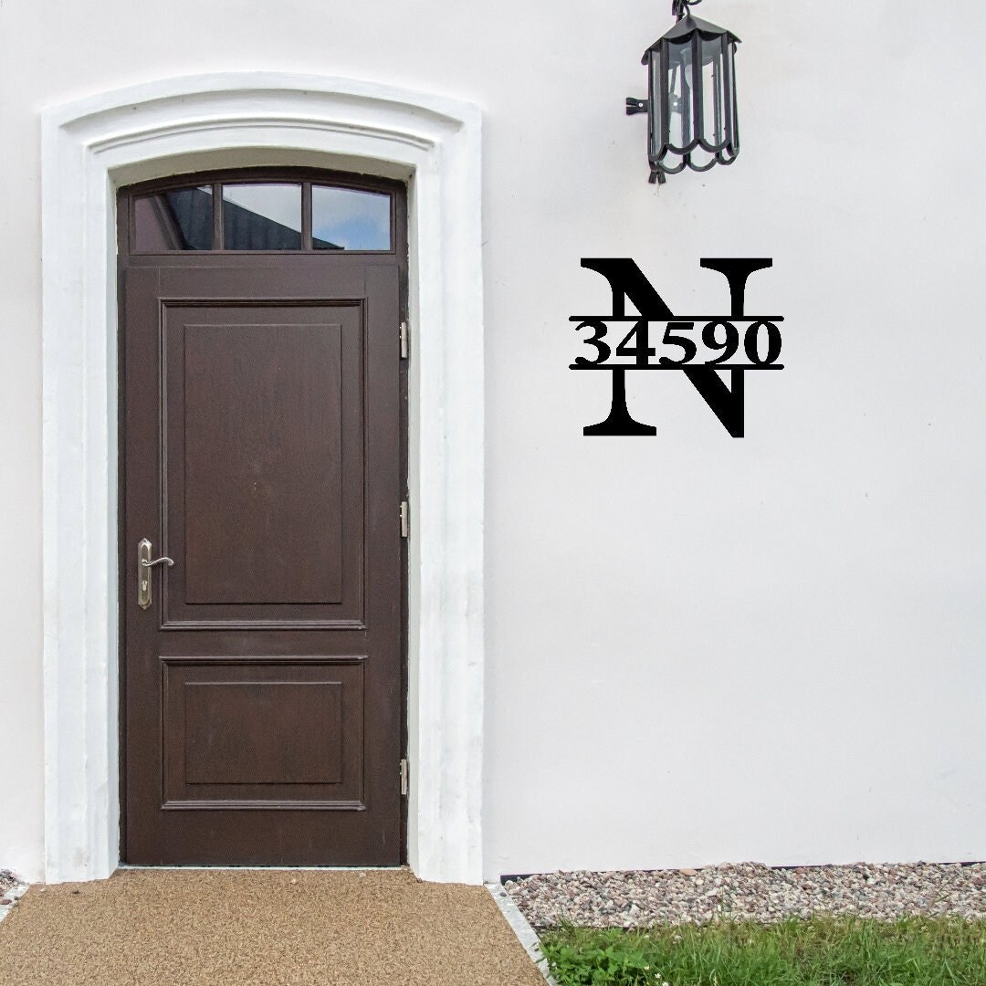 Last Name & House Number Sign Metal Family Monogram Last Name Wedding ...