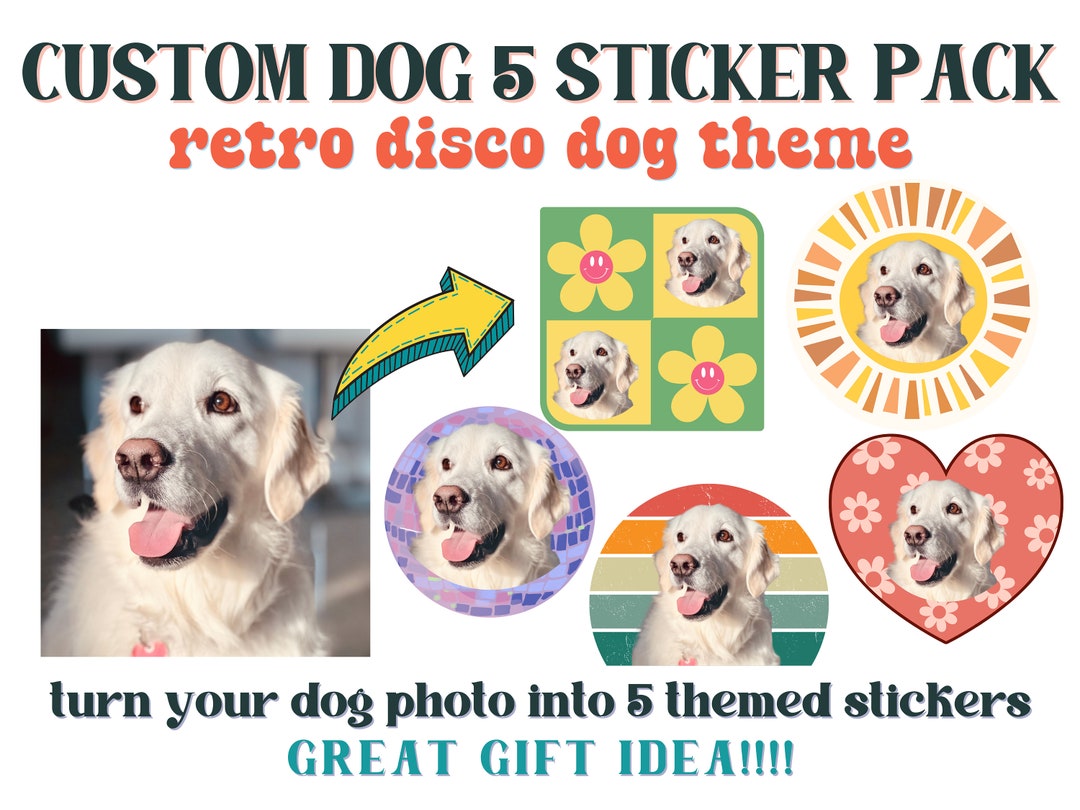 Custom Dog Sticker Pack Retro Disco Dog Theme Get 5 - Etsy