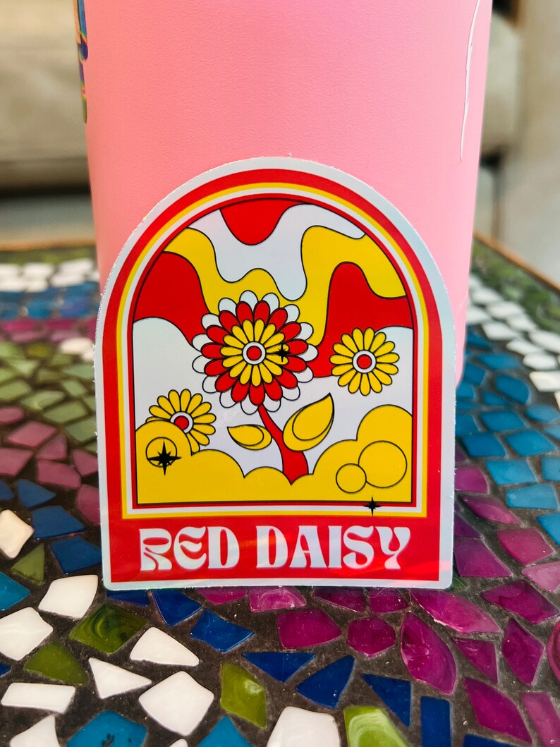 Red Daisy Arch Holographic Sticker - Billy Strings - Etsy