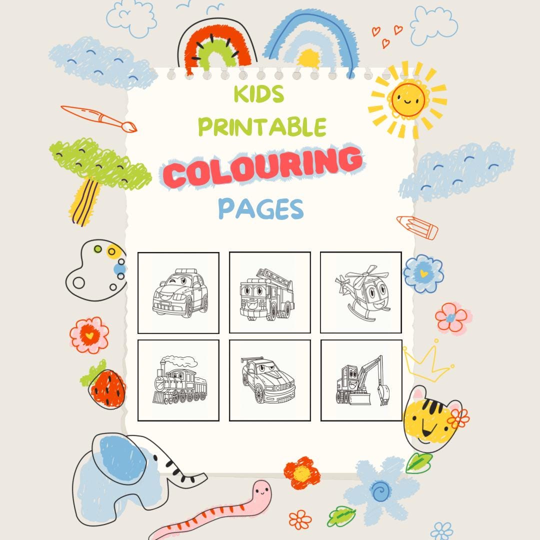 10 Vehicle Colouring Pages for Kids | Printable PDF Colouring Sheets ...