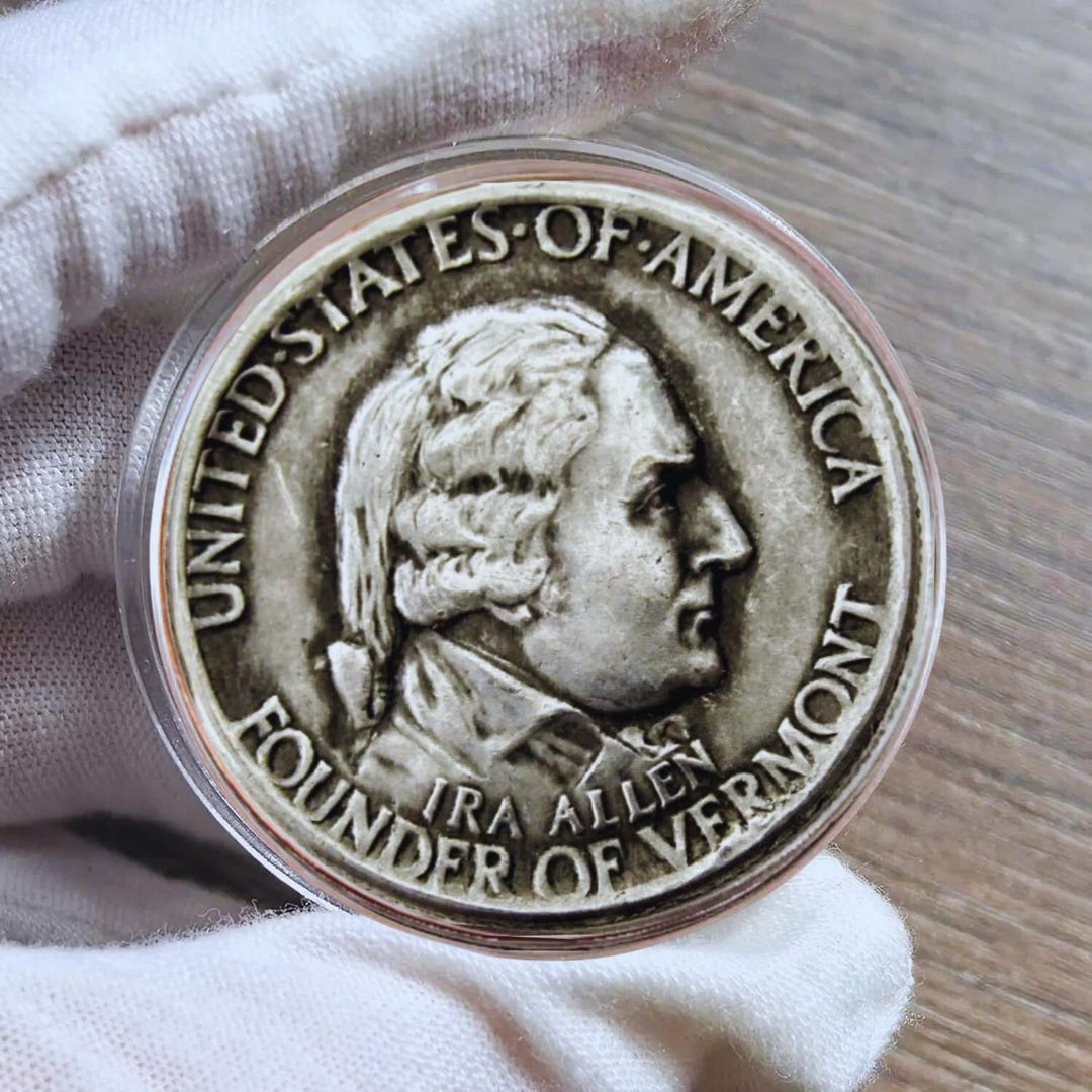US 1927 Vermont Quadricentenaire Half Dollar Silver Plated Coin Vintage ...