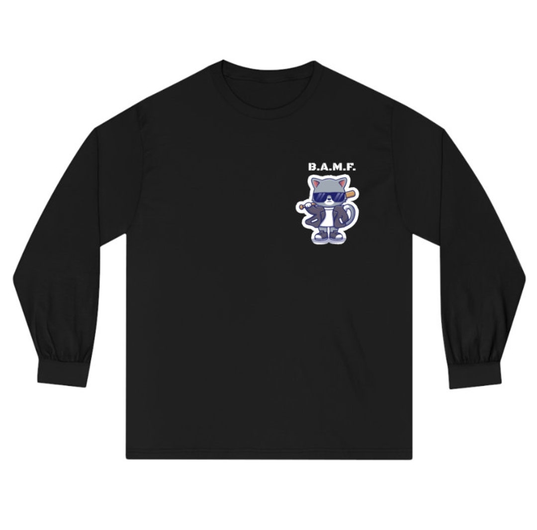 Bad Ass Cat Classic Long Sleeve T-shirt black, Gray, White - Etsy