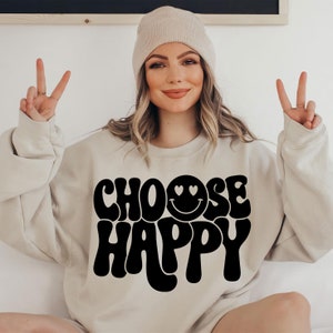 Choose Happy SVG PNG PDF Happy Face Svg Inspirational Svg - Etsy UK