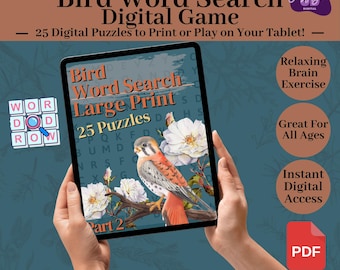 Large Print Bird Word Search: 25 Puzzles for Birdwatchers (digital ...