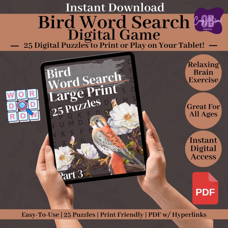 Large Print Bird Word Search: 25 Puzzles for Birdwatchers (digital ...