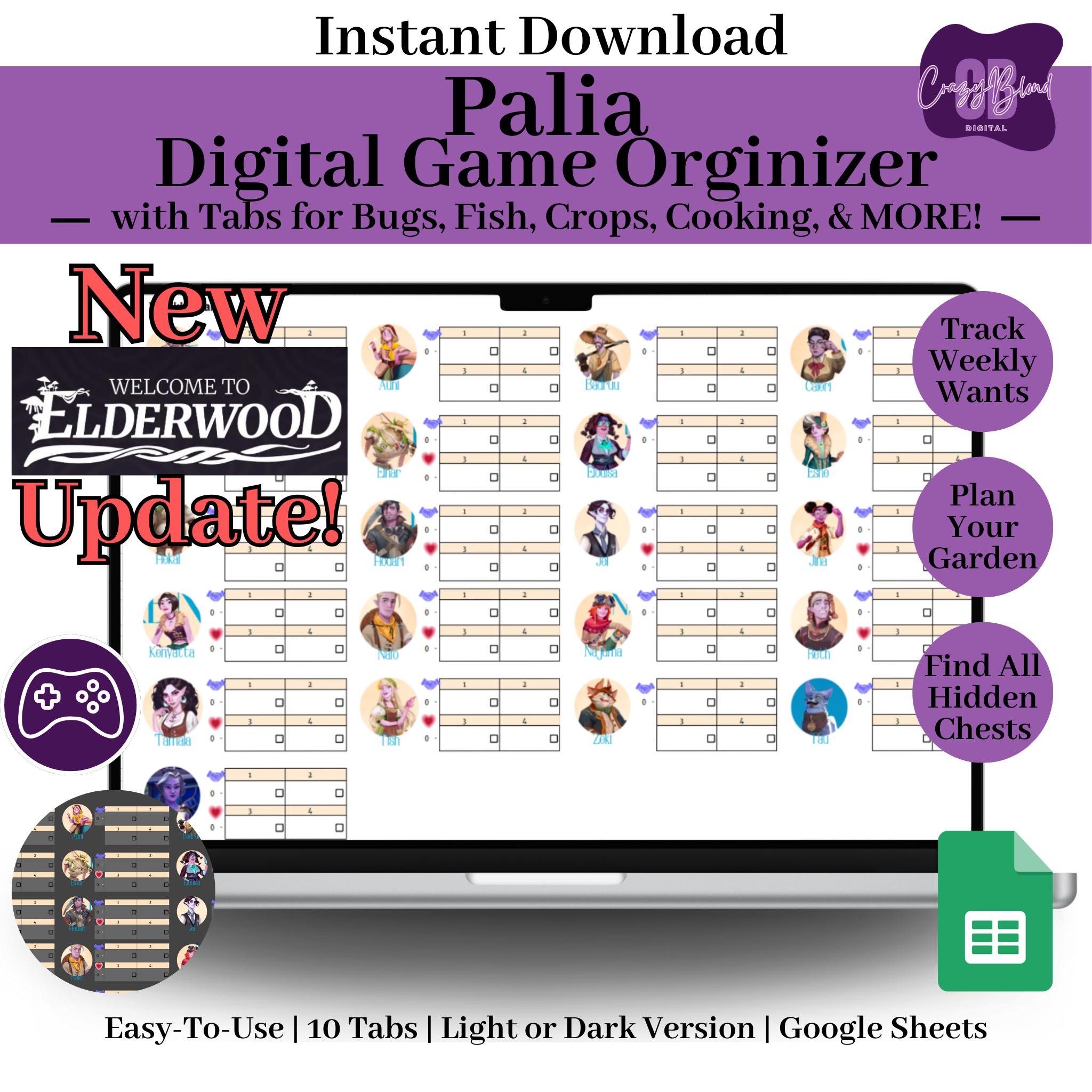 Palia Game Organizer | Elderwood Update, Resources (digital Download ...