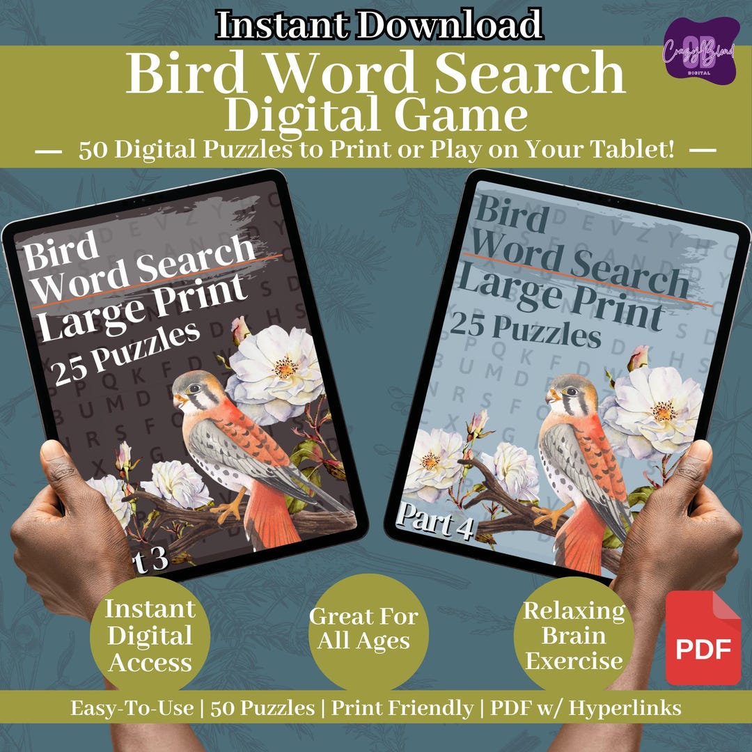 Bird Word Search Bundle | Large Print Puzzles | 50 Fun Bird-themed ...