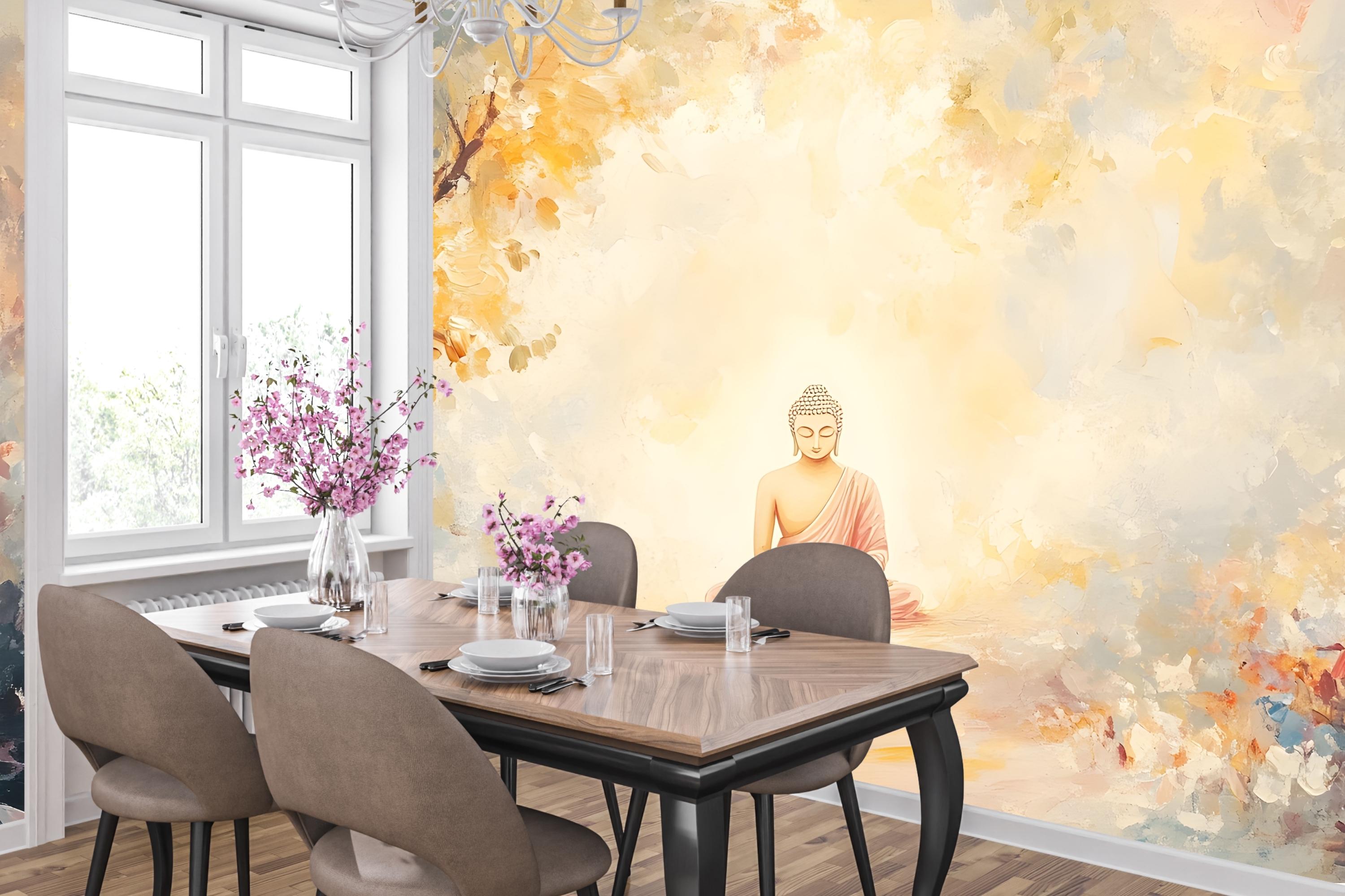 Wallpaper Zen Floral Buddha Meditation Mural - Peel and Stick Decor for ...