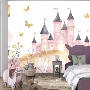 Princess Castle Peel and Stick Wallpaper Mural: Fairytale Nursery Decor - Etsy