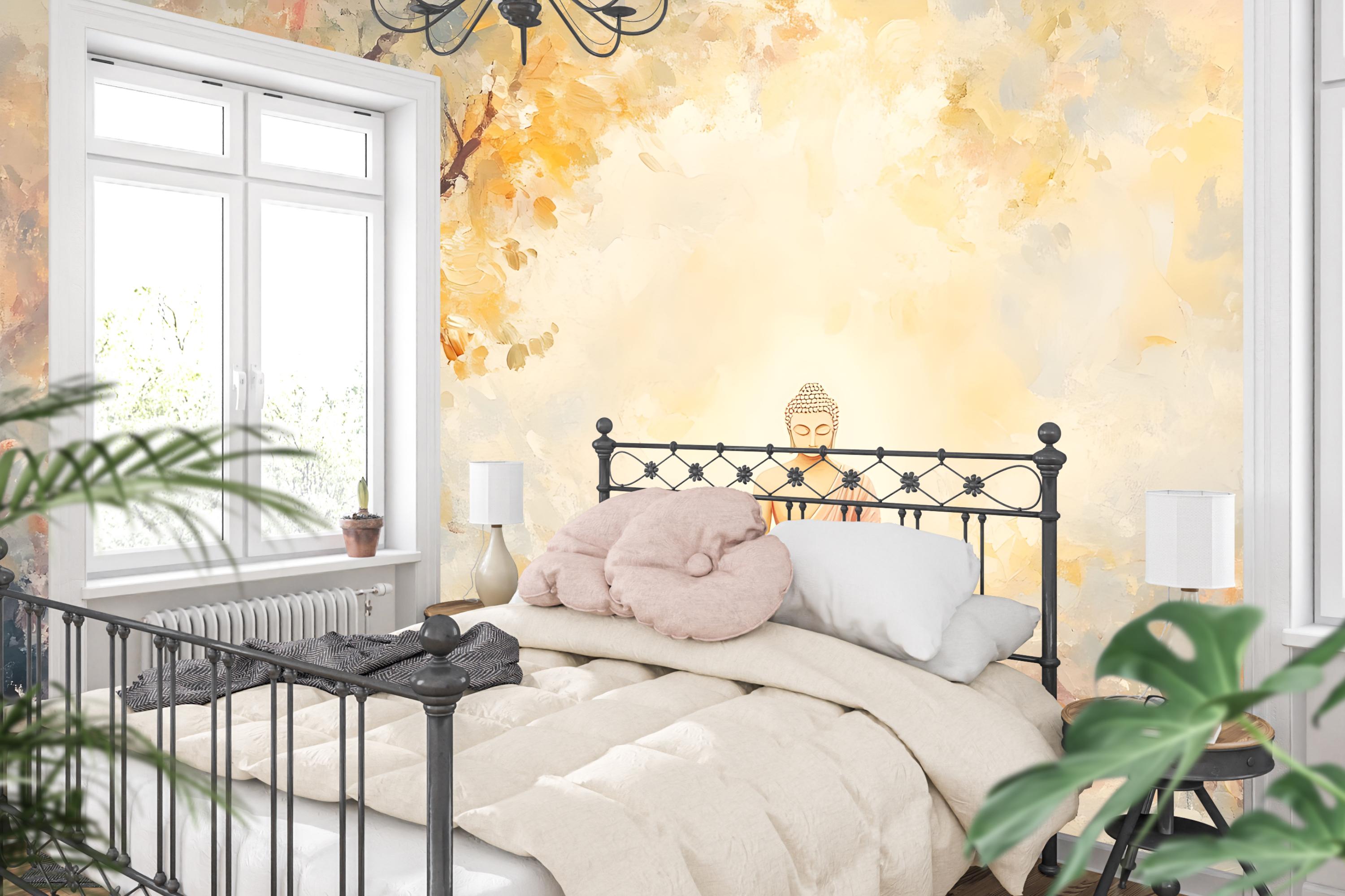 Wallpaper Zen Floral Buddha Meditation Mural - Peel and Stick Decor for ...