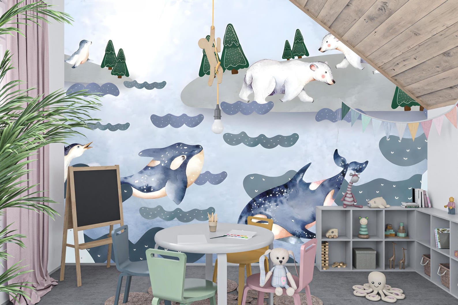Arctic Animals Wallpaper Mural: Peel and Stick Kids Room Decor - Etsy