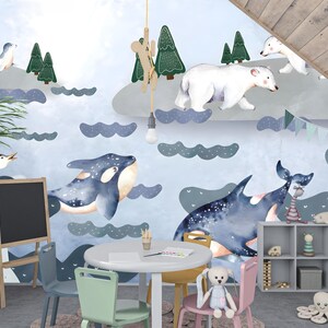 Arctic Animals Wallpaper Mural: Peel and Stick Kids Room Decor - Etsy