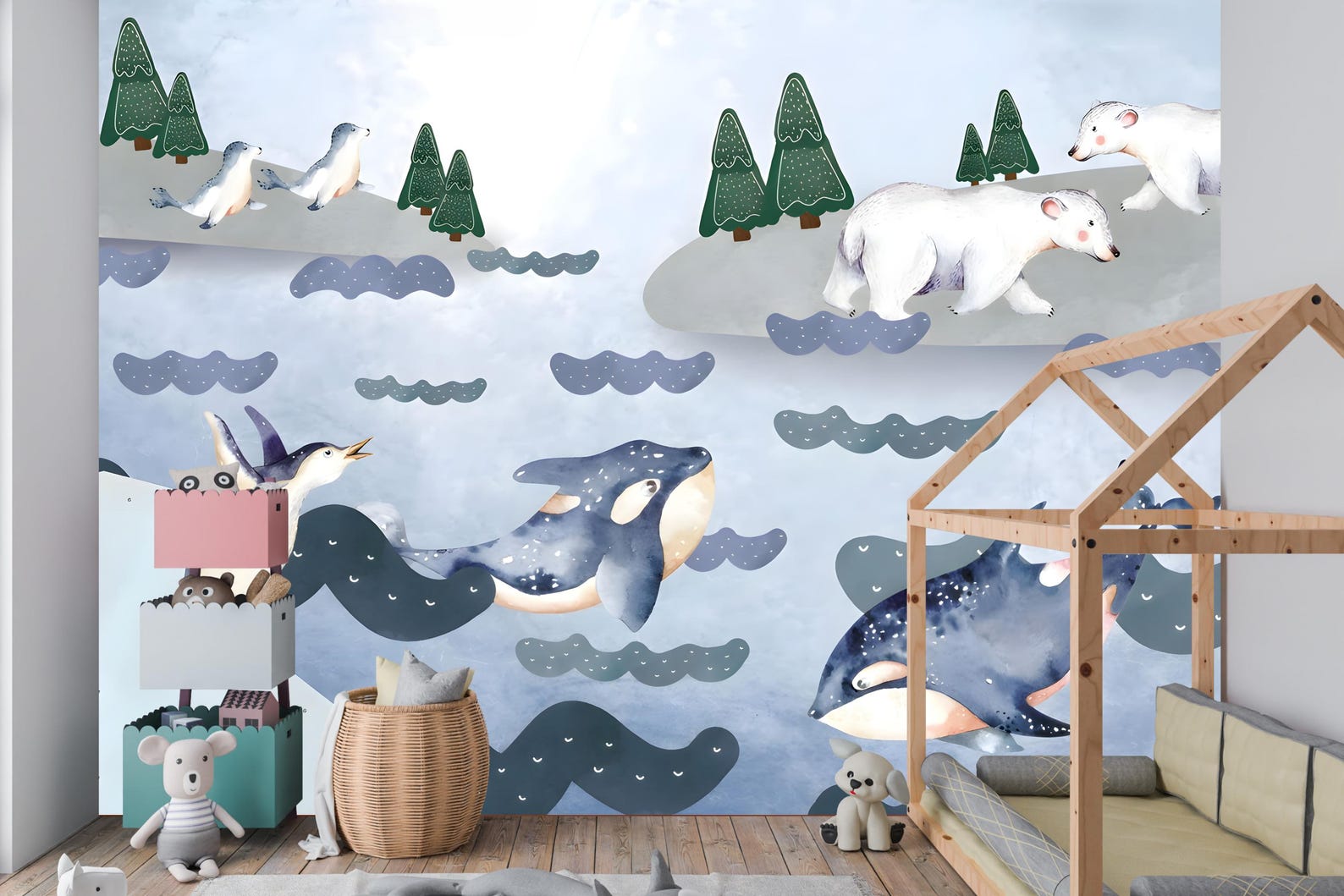 Arctic Animals Wallpaper Mural: Peel and Stick Kids Room Decor - Etsy