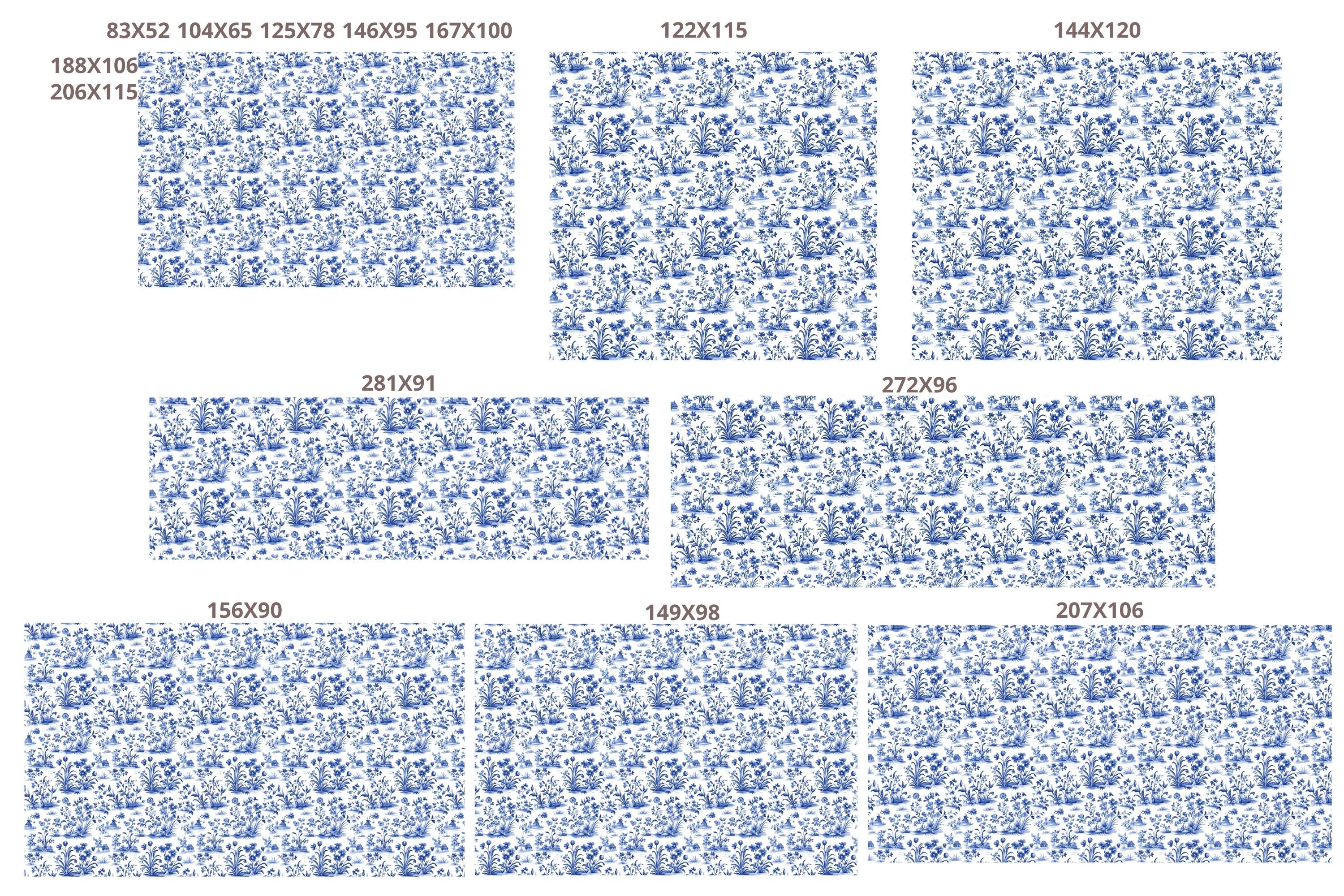 Delft Blue Peel and Stick Wallpaper Mural – Vintage Floral and Windmill ...