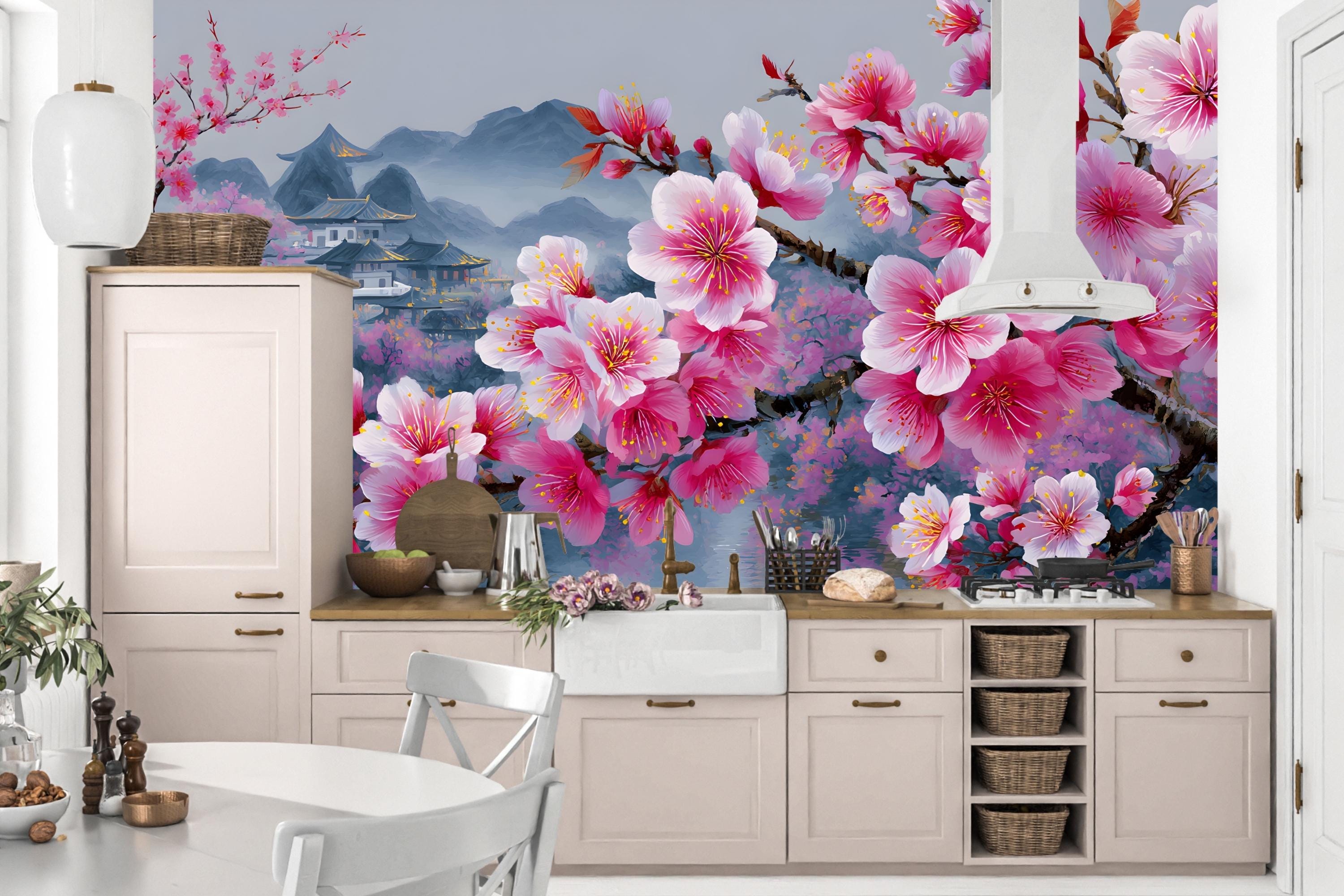 Japanese Cherry Blossom Wallpaper Mural – Traditional Sakura Floral ...