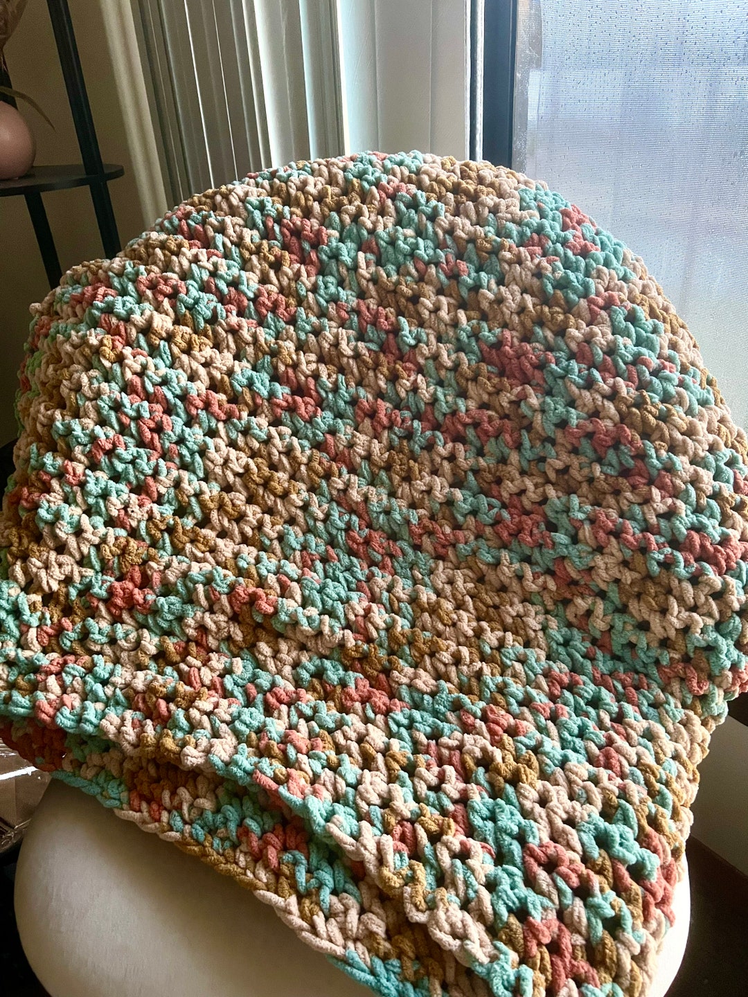 Handmade Crocheted Throw in coastal Sunset - Etsy