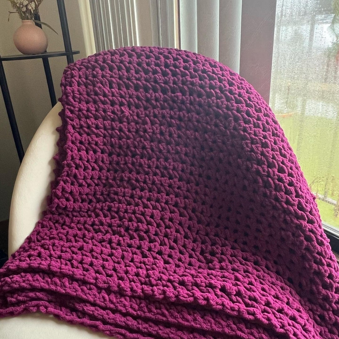 Handmade Crocheted Throw in Raspberry - Etsy