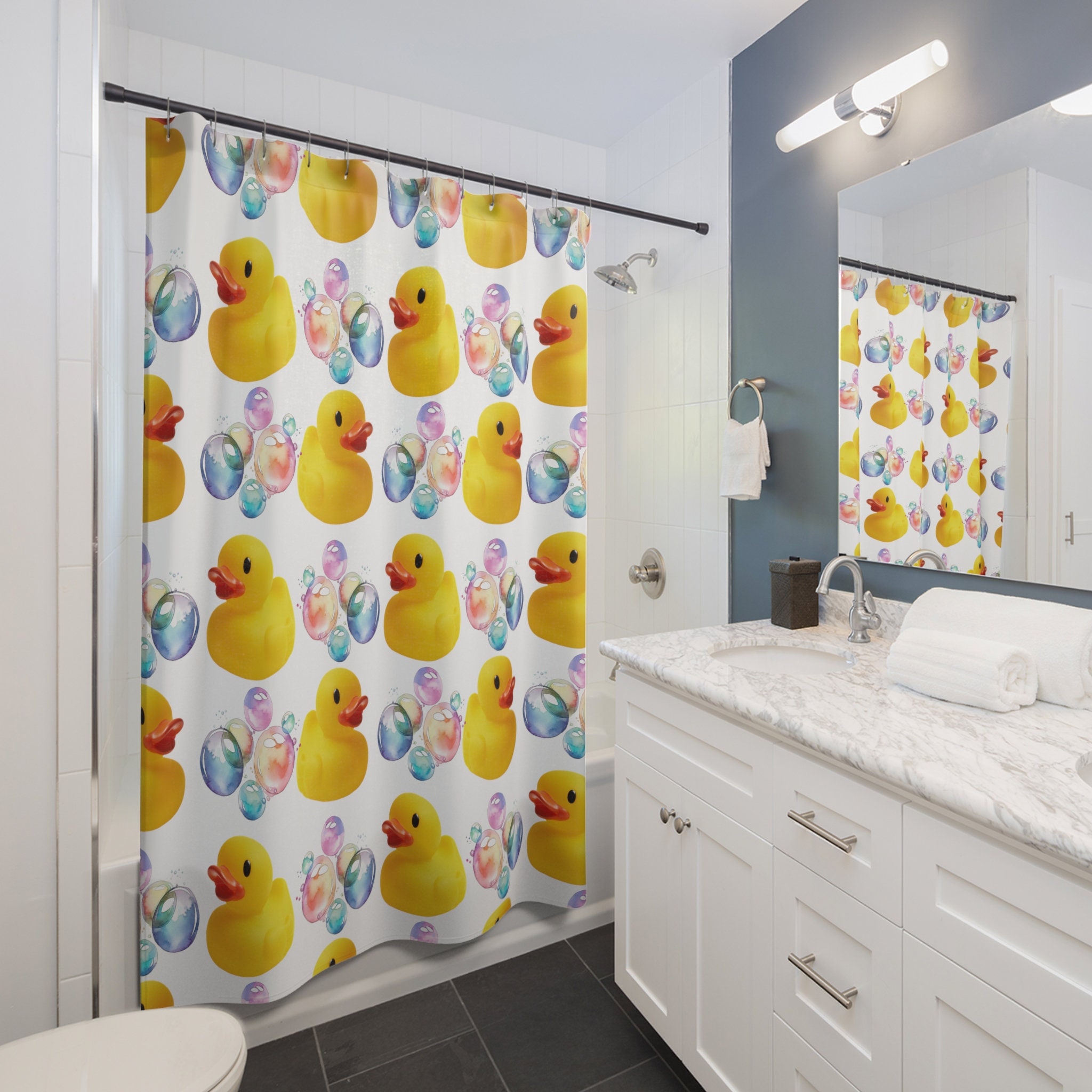 Transform Your Bath Time With Our Sweet Ducks and Soap Bubbles Shower ...