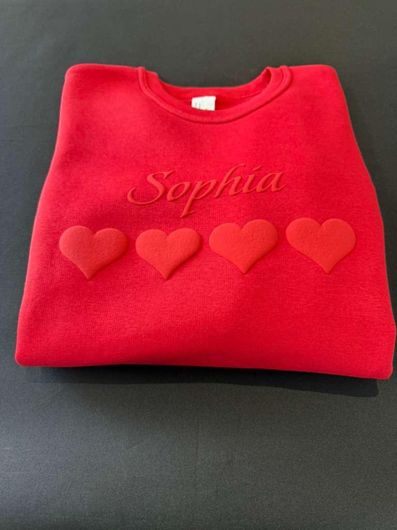 Custom Embossed Puff Sweatshirt, Personalized Team Name Shirt, School ...