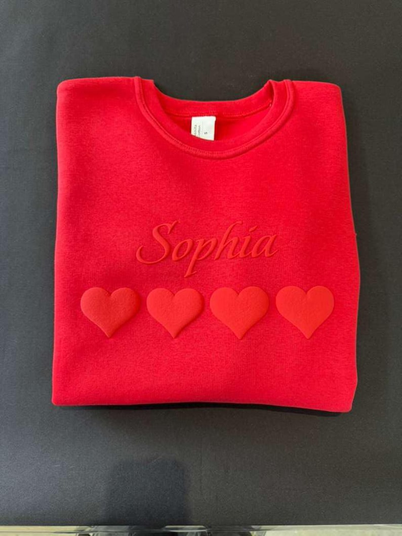 Custom Embossed Puff Sweatshirt, Personalized Team Name Shirt, School ...