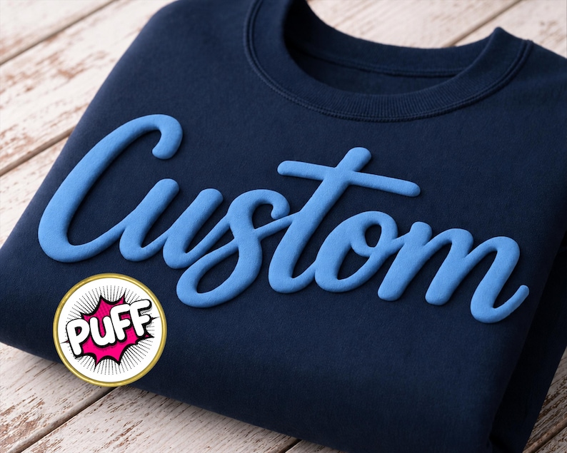 Custom Embossed Puff Sweatshirt, Personalized Team Name Shirt, School ...