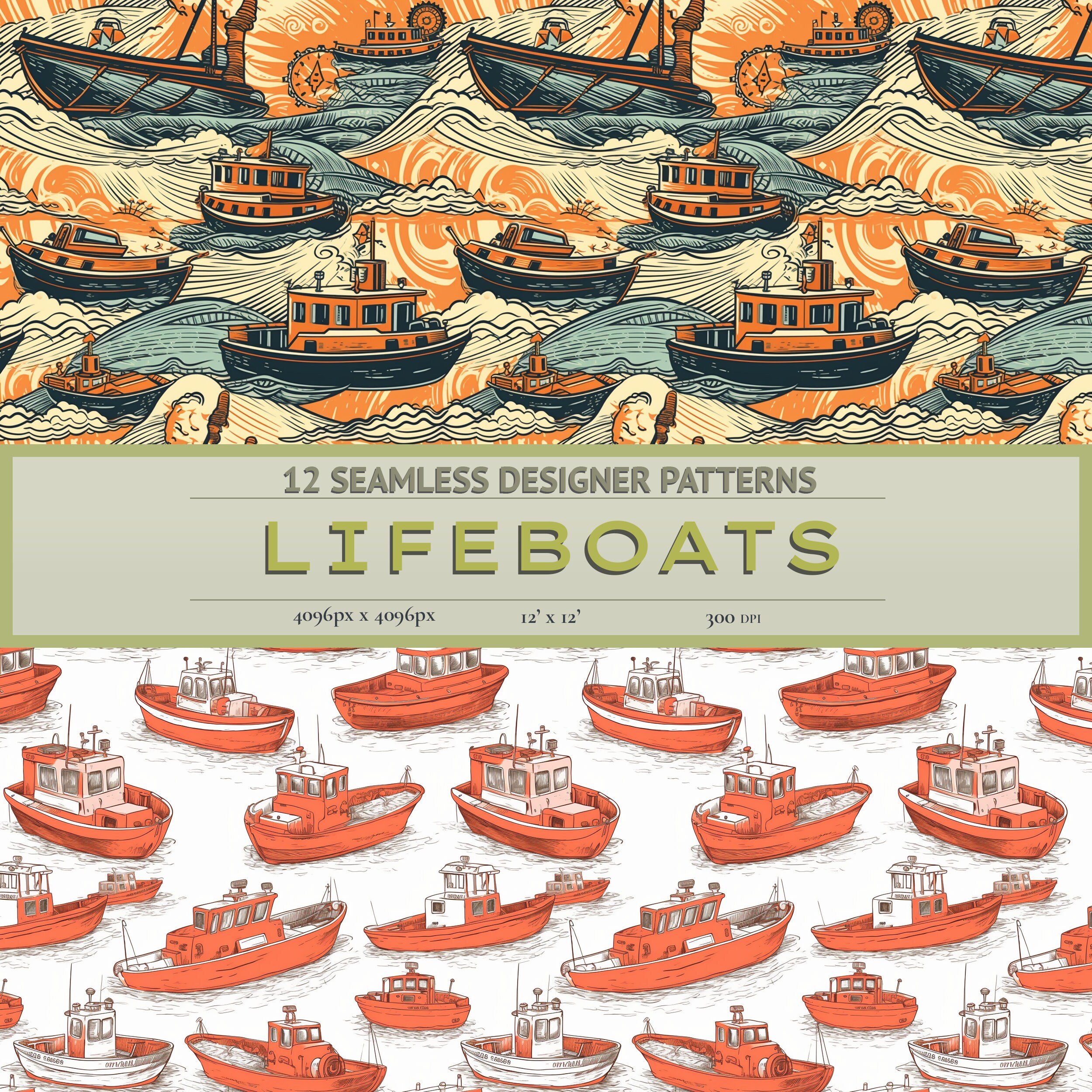 Lifeboat Patterns Pack: 12 Unique Artistic Styles, Seamless Tileable ...