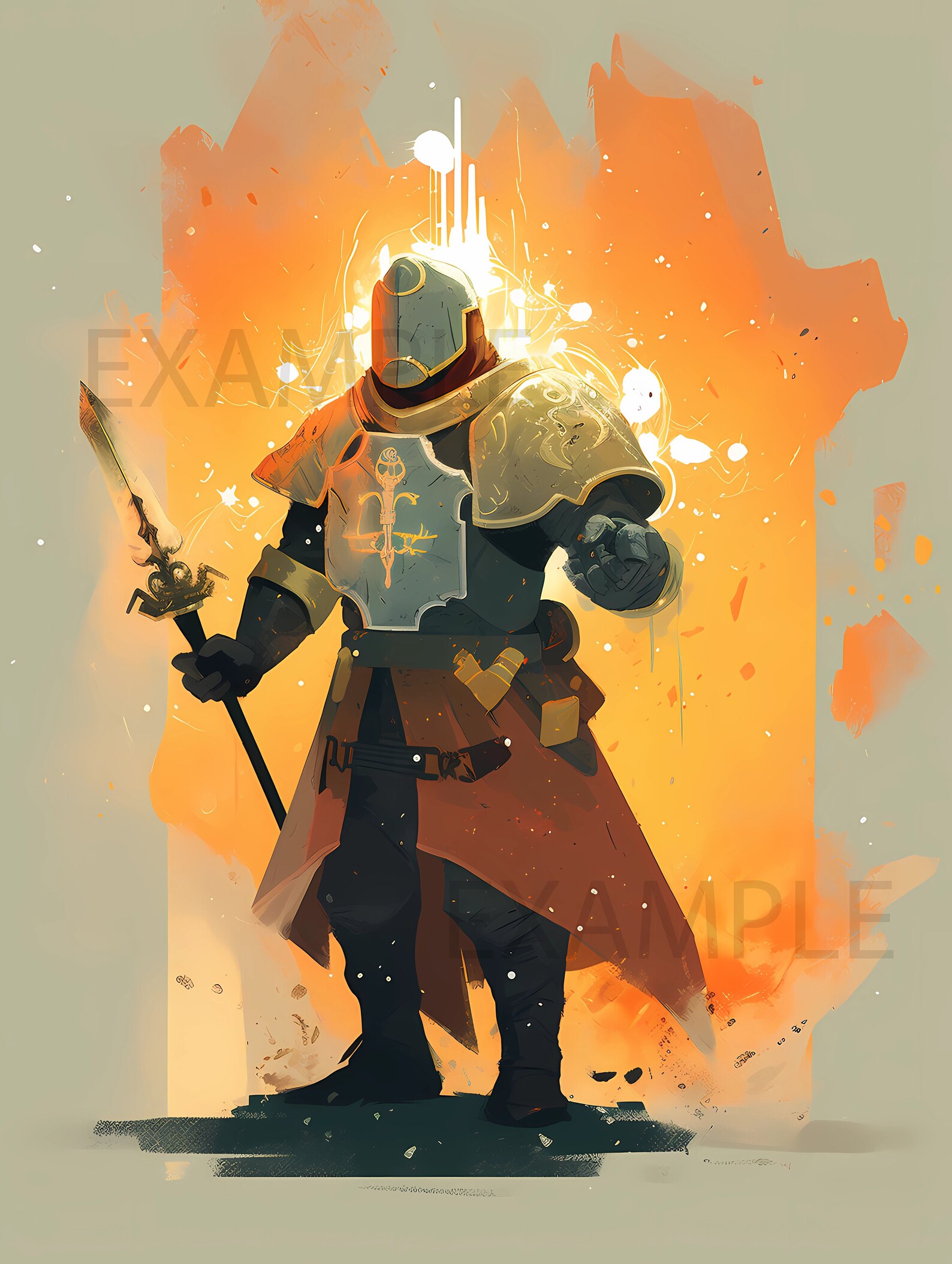 Paladin's Valor Inspiring Digital Art Print of a Dnd Paladin Character ...