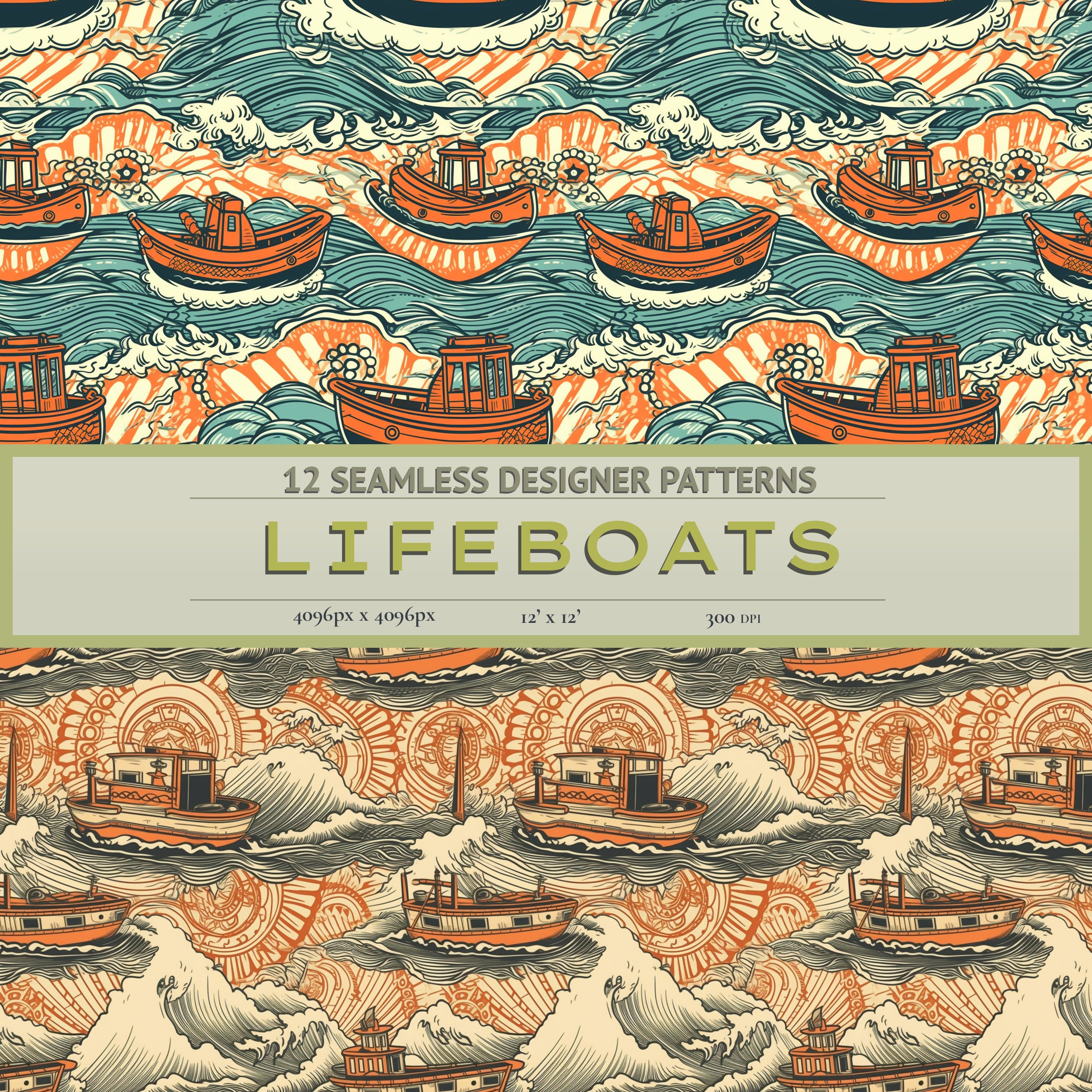 Lifeboat Patterns Pack: 12 Unique Artistic Styles, Seamless Tileable ...