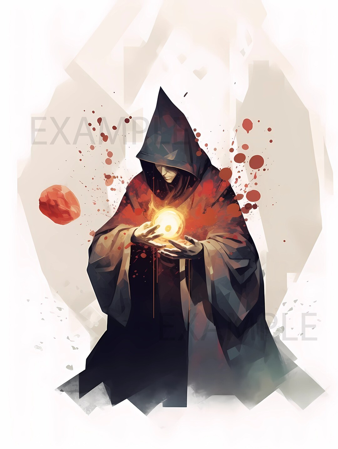 Warlock's Incantation Minimalist Digital Art Print of Spellcasting in ...