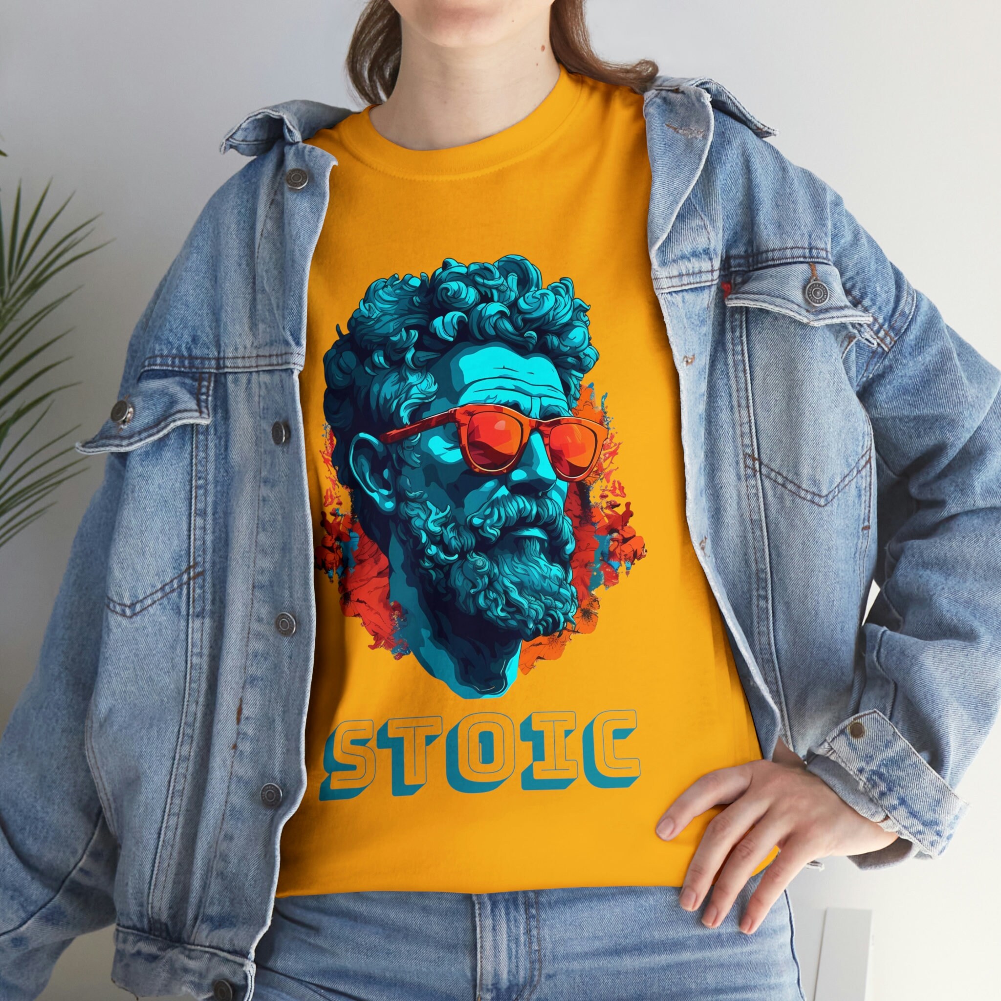 Marcus Aurelius Sunglasses T Shirt Cool Stoic Design Unisex Heavy Cotton Tee 100 Cotton